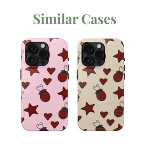 Navy Blue Ladybug Stars Hearts Phone Case Y2K Cute Bug Pattern Cool ...