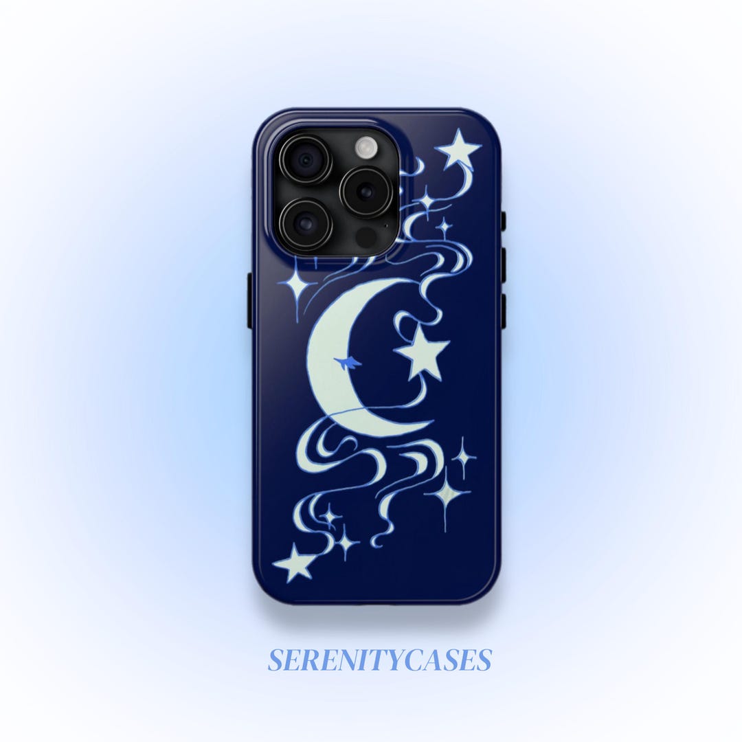 Blue Moon and Stars Phone Case Y2K Cute Celestial Aesthetic Grunge Cool ...