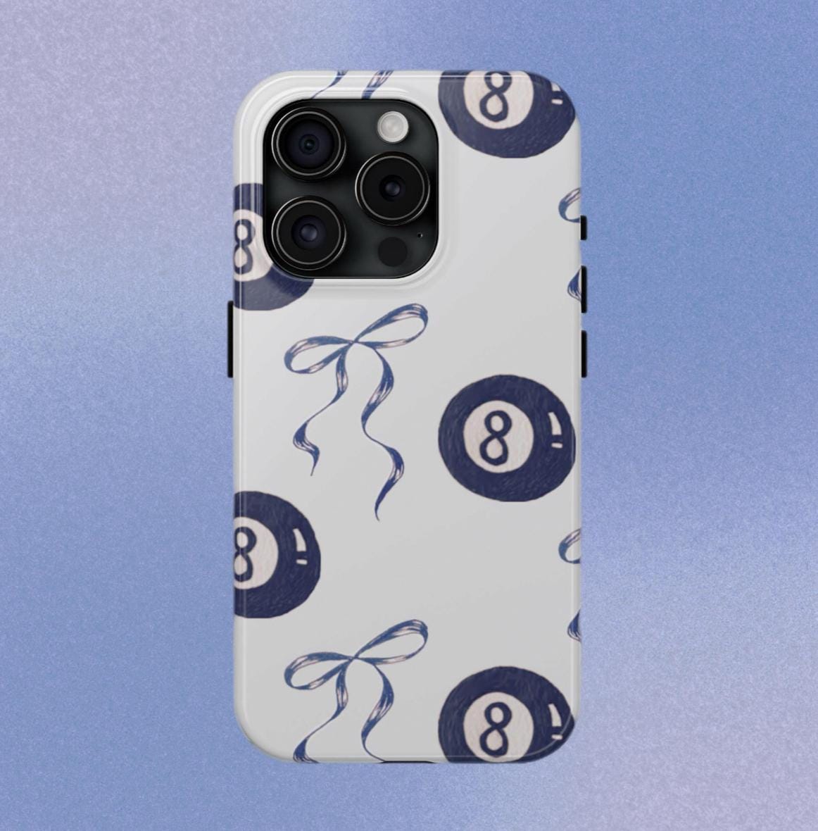 Navy Blue 8 Balls and Bows Phone Case Coquette Soft Minimalist Cool ...
