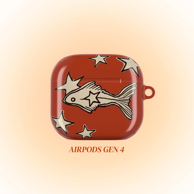 Orange Star Goldfish AirPod Case, Y2K Grunge Cover Cute Accessories Keychain Clip Kawaii Gift ...