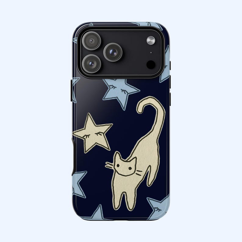 Cat and Stars Phone Case Y2K Cute Celestial Grunge Whimsical Cool Girl ...