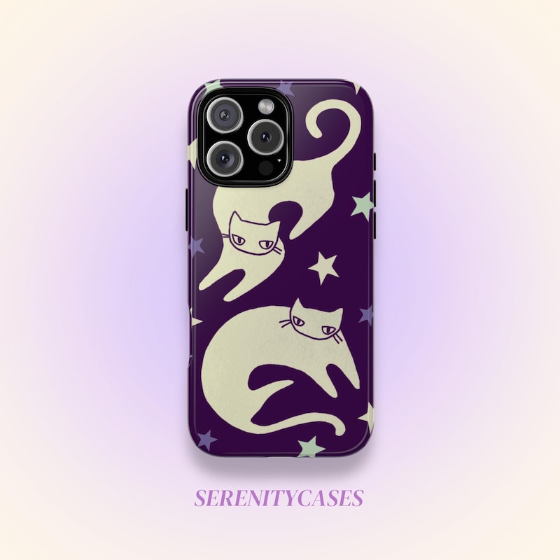 Purple Phone Case Cat - Etsy