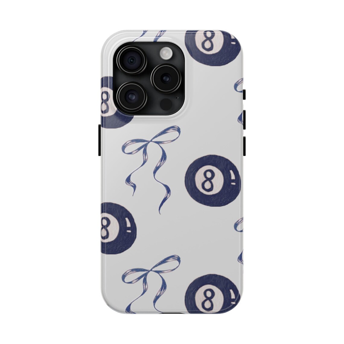 Navy Blue 8 Balls and Bows Phone Case Coquette Soft Minimalist Cool ...