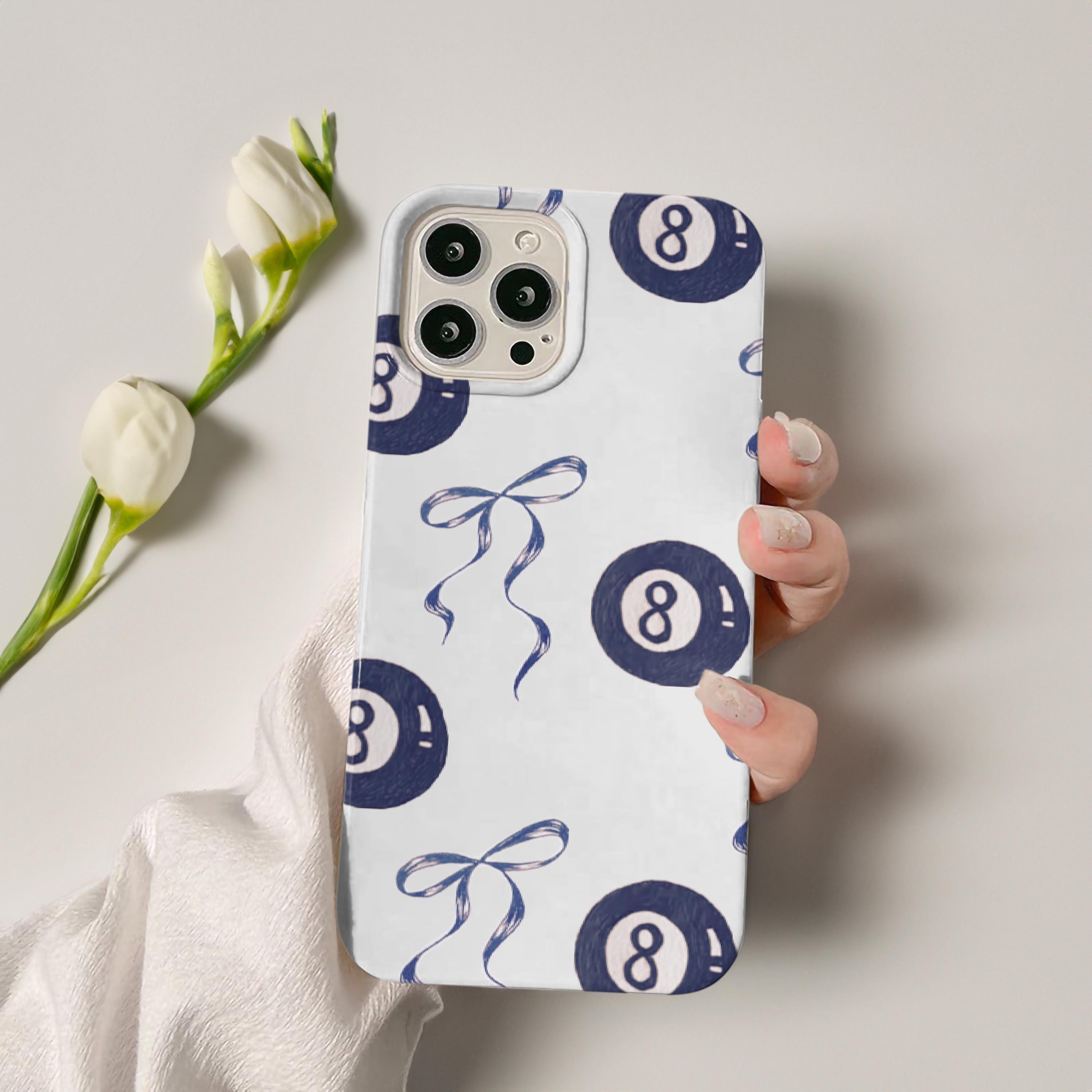Navy Blue 8 Balls and Bows Phone Case Coquette Soft Minimalist Cool ...