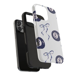 Navy Blue 8 Balls and Bows Phone Case Coquette Lucky Minimalist Cool ...