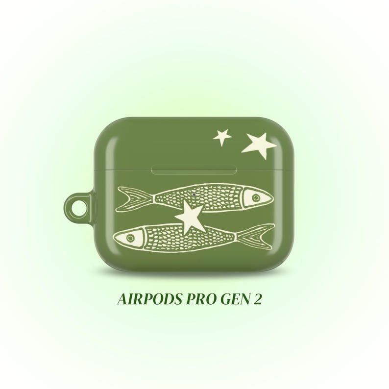 Green Star Sardine AirPod Case, Cute Y2K Grunge, Coastal Whimsical ...