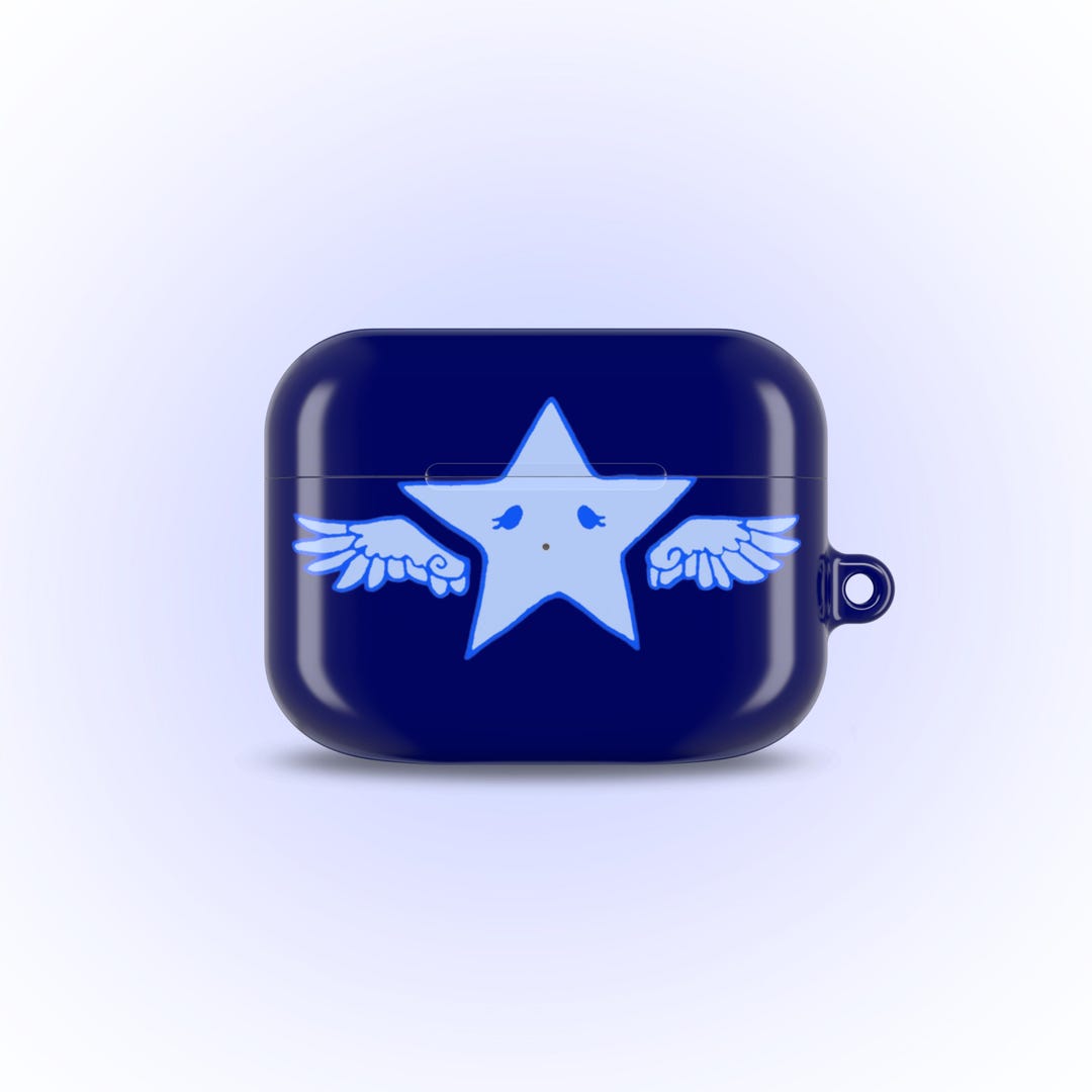 Star Angel Wings AirPod Case, Cute Celestial Y2K Navy Blue Aesthetic ...
