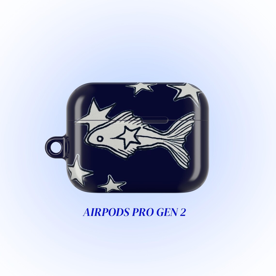 Navy Blue Star Goldfish AirPod Case, Y2K Coastal Grunge Cover, Cute ...
