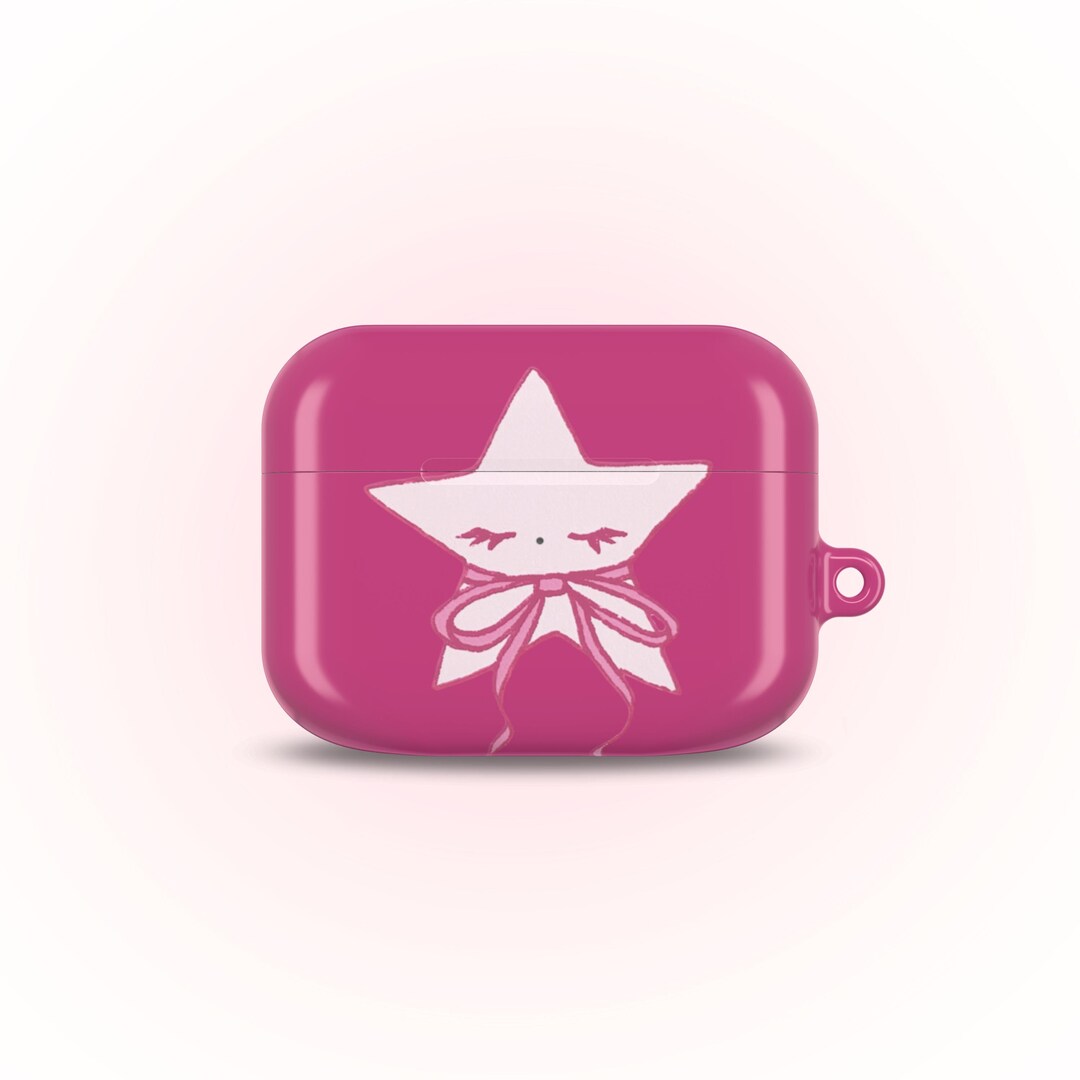 Pink Star Bow AirPod Case, Cute Y2K Celestial Art, Bold Adorable ...