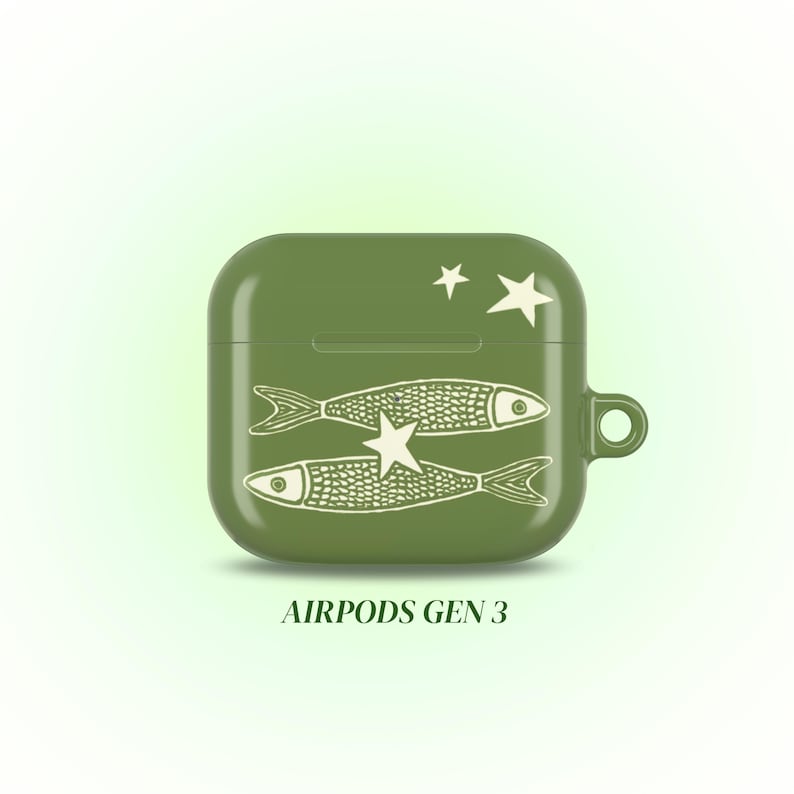 Green Star Sardine AirPod Case, Cute Y2K Grunge, Coastal Whimsical ...