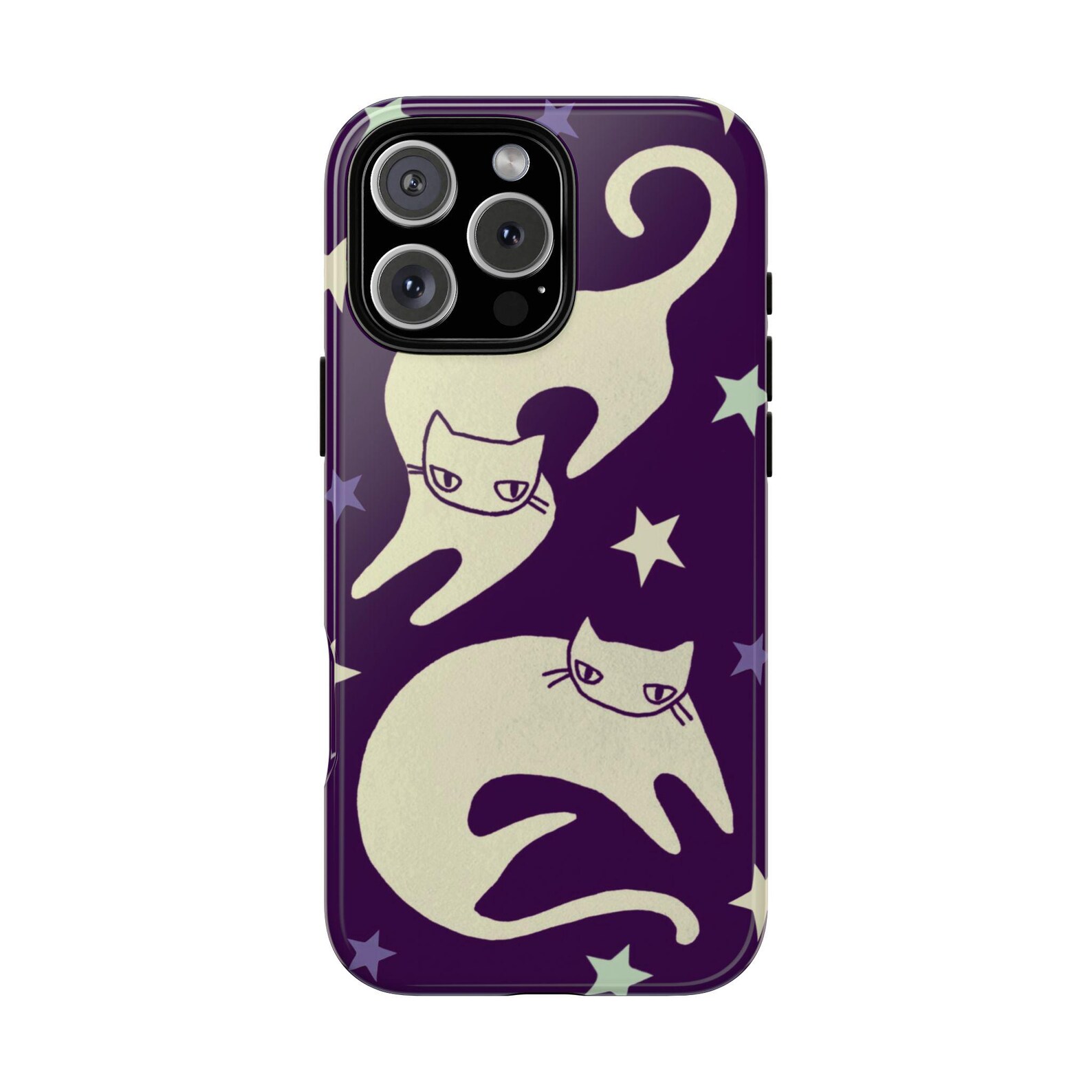 Celestial Star Cats Purple Phone Case Cute Y2K Grunge Whimsical Cool ...