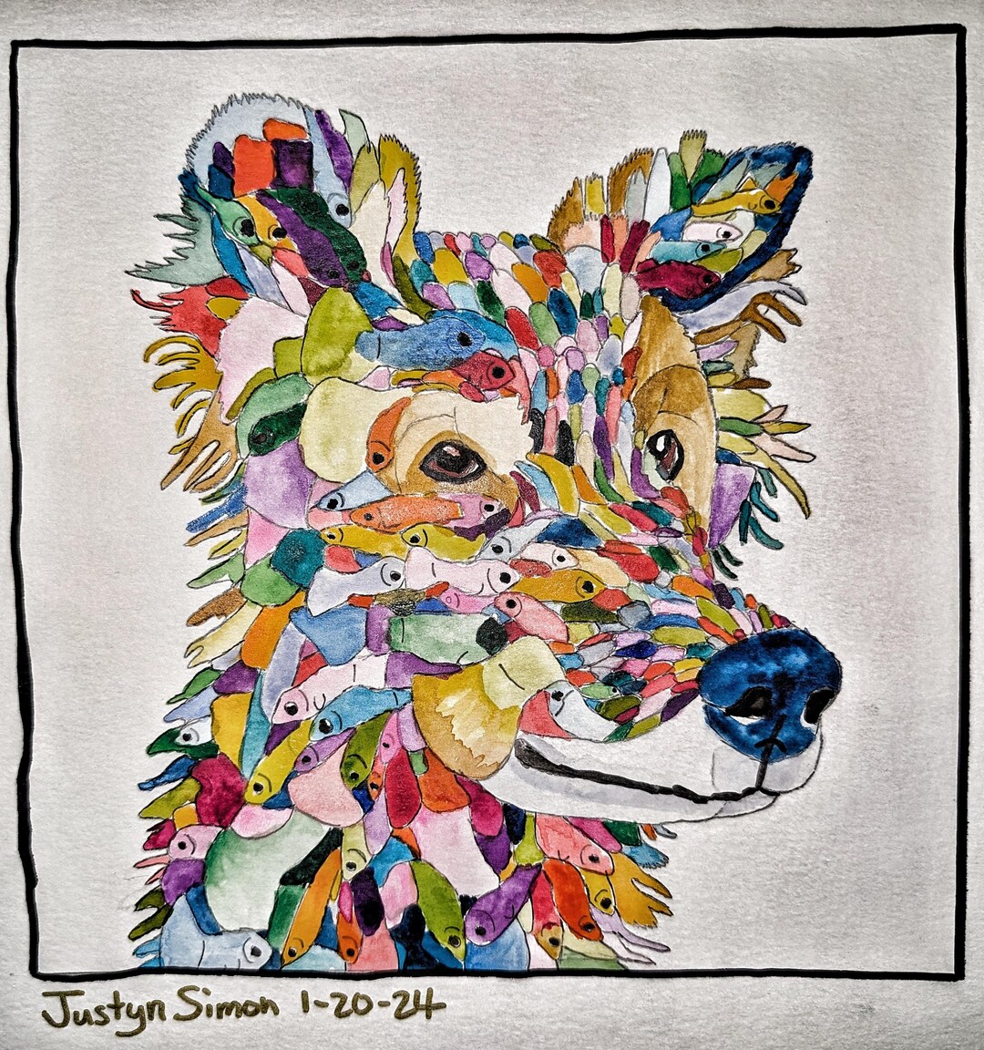 Guppy Dog Print | Pet Portrait Painting & Drawing | Cute Puppy Wall Art ...