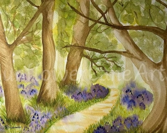 Bluebell Wood - Watercolour Print by Gemma Christie - Etsy