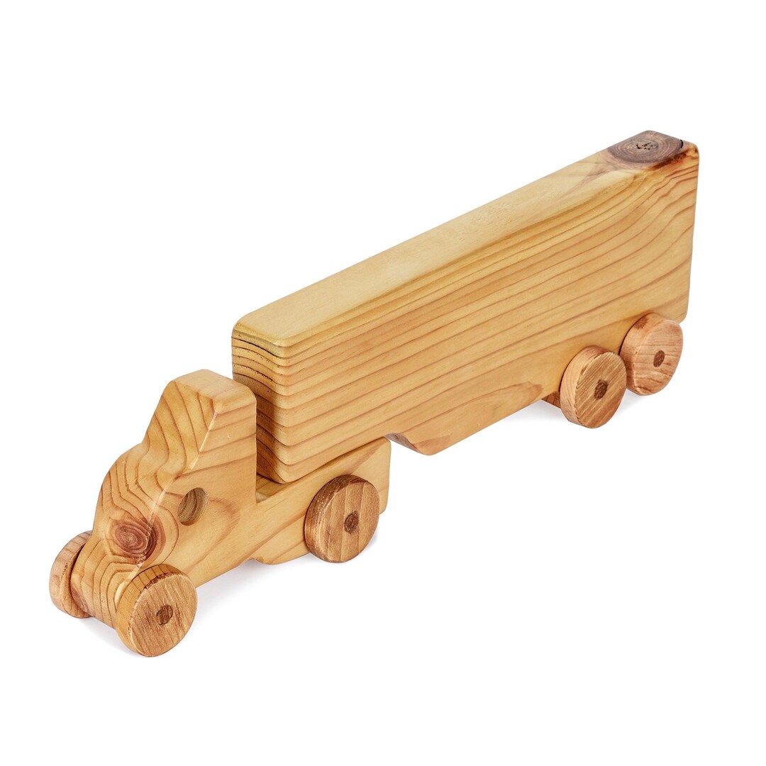 Wooden Long Truck With Container Toy | Moveable & Durable Play Vehicle ...