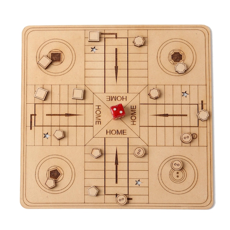 Handcrafted Wooden Ludo Board Game, Classic Game Night Essential ...