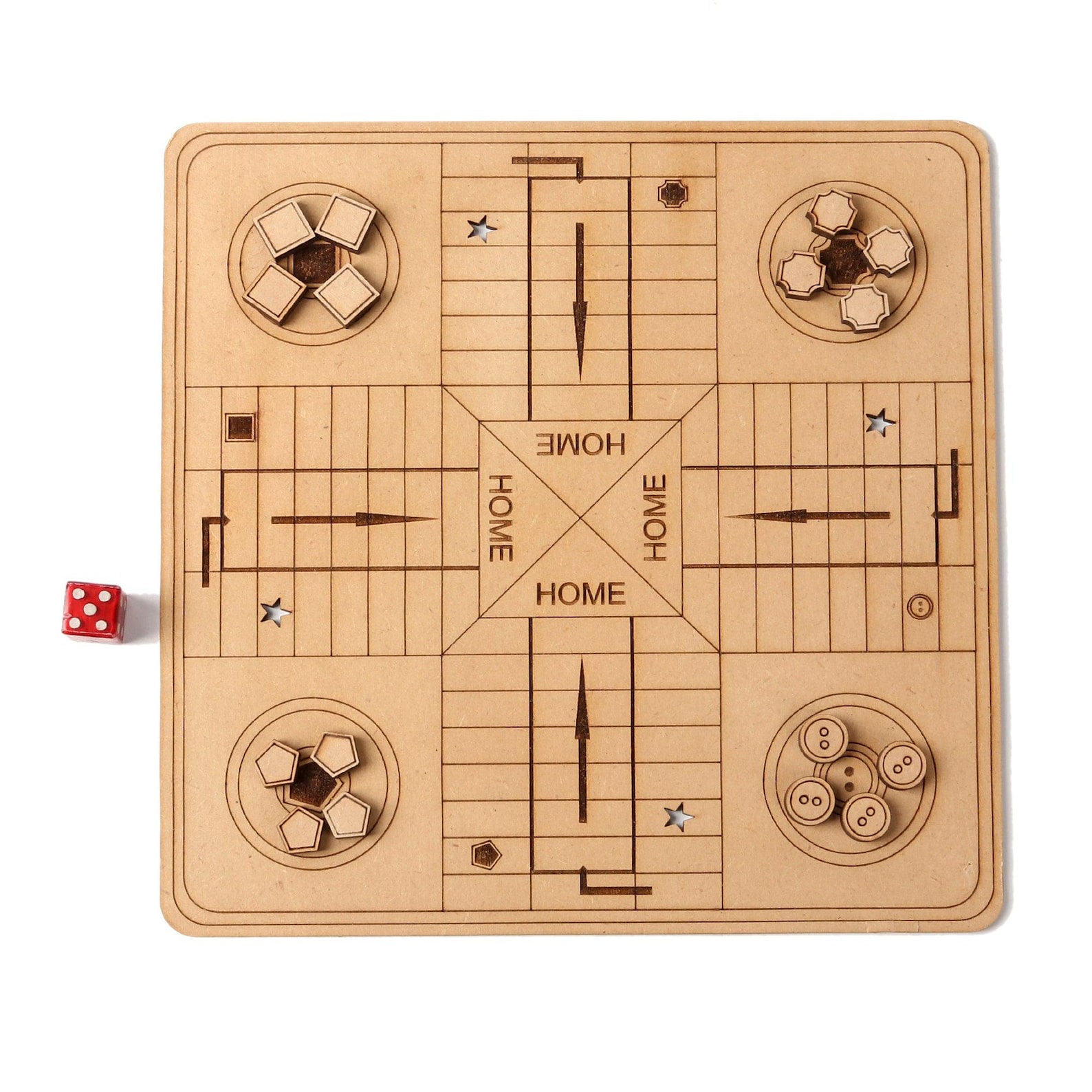Handcrafted Wooden Ludo Board Game, Classic Game Night Essential ...