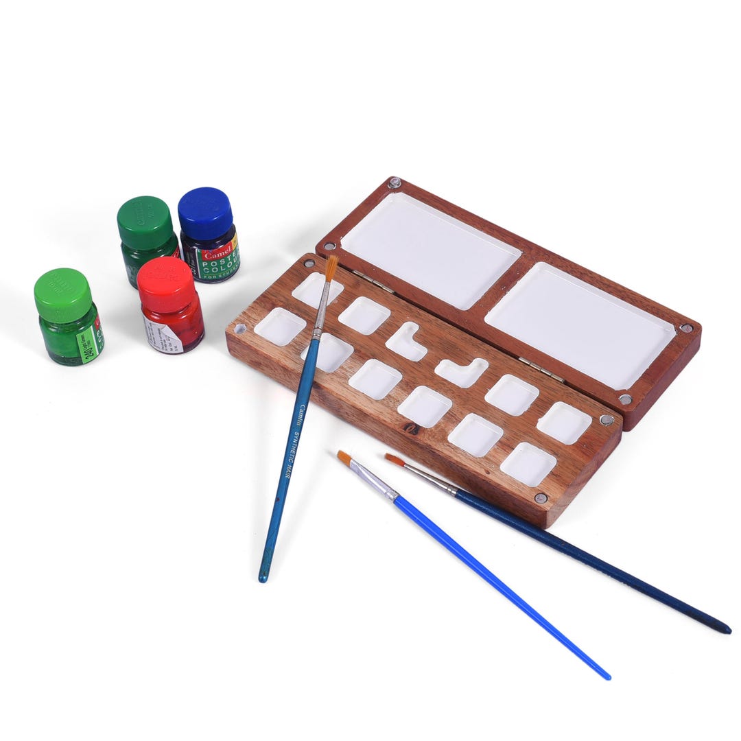 Portable Wooden Color Palette Tray / Case for 12 Watercolors or Poster ...