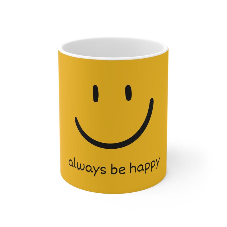 Yellow Happy Mug, Smiley Face, Cup, Gift, Coffee, Tea - Etsy