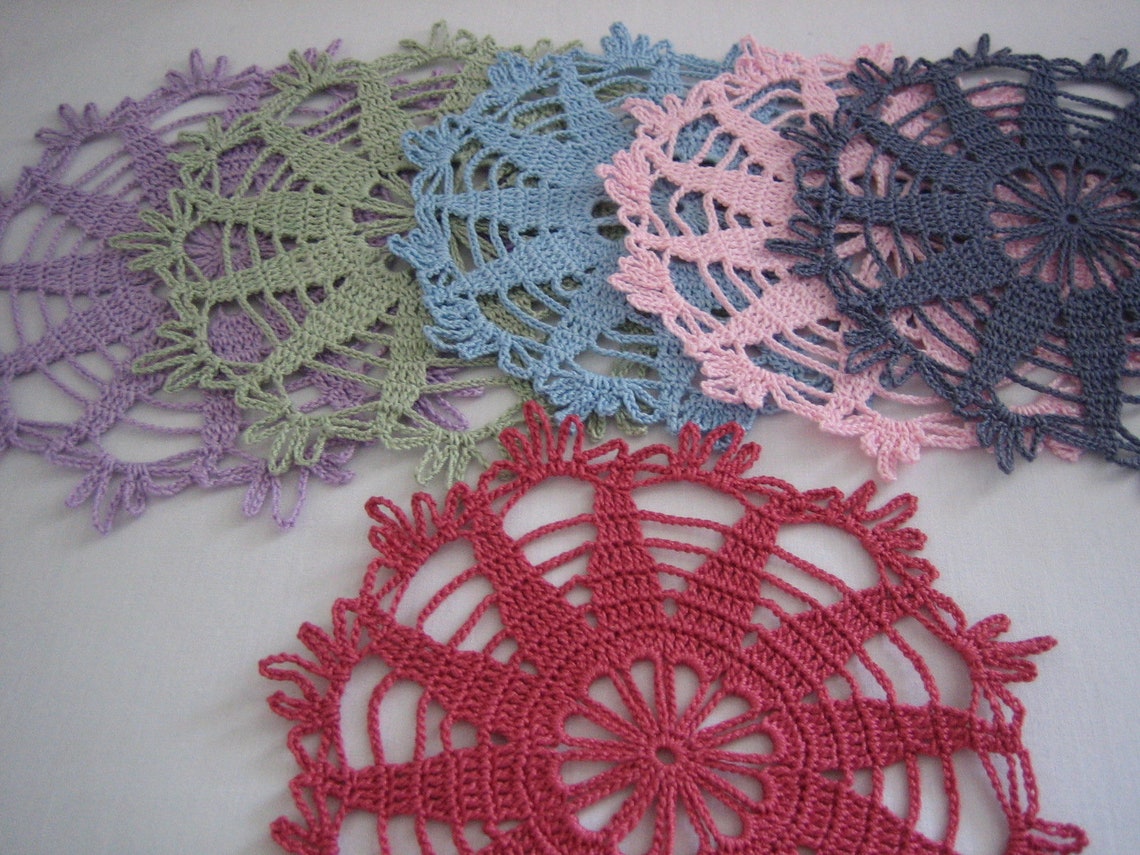 Handmade Crochet Coasters, Various Colors, Set of 6, New! - Etsy