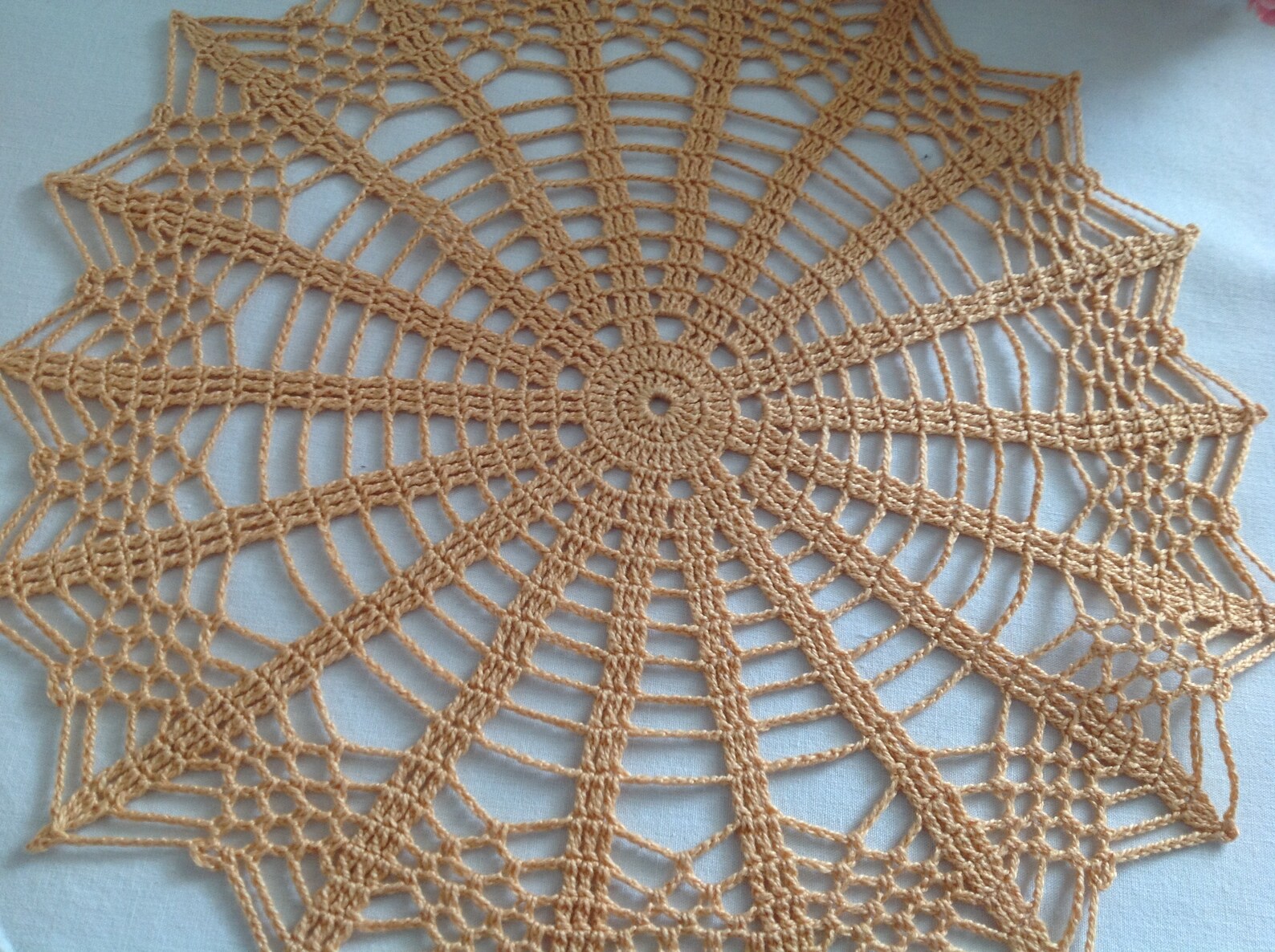 Hand Crochet, New, Vanity Doily, Honey/copper, New - Etsy