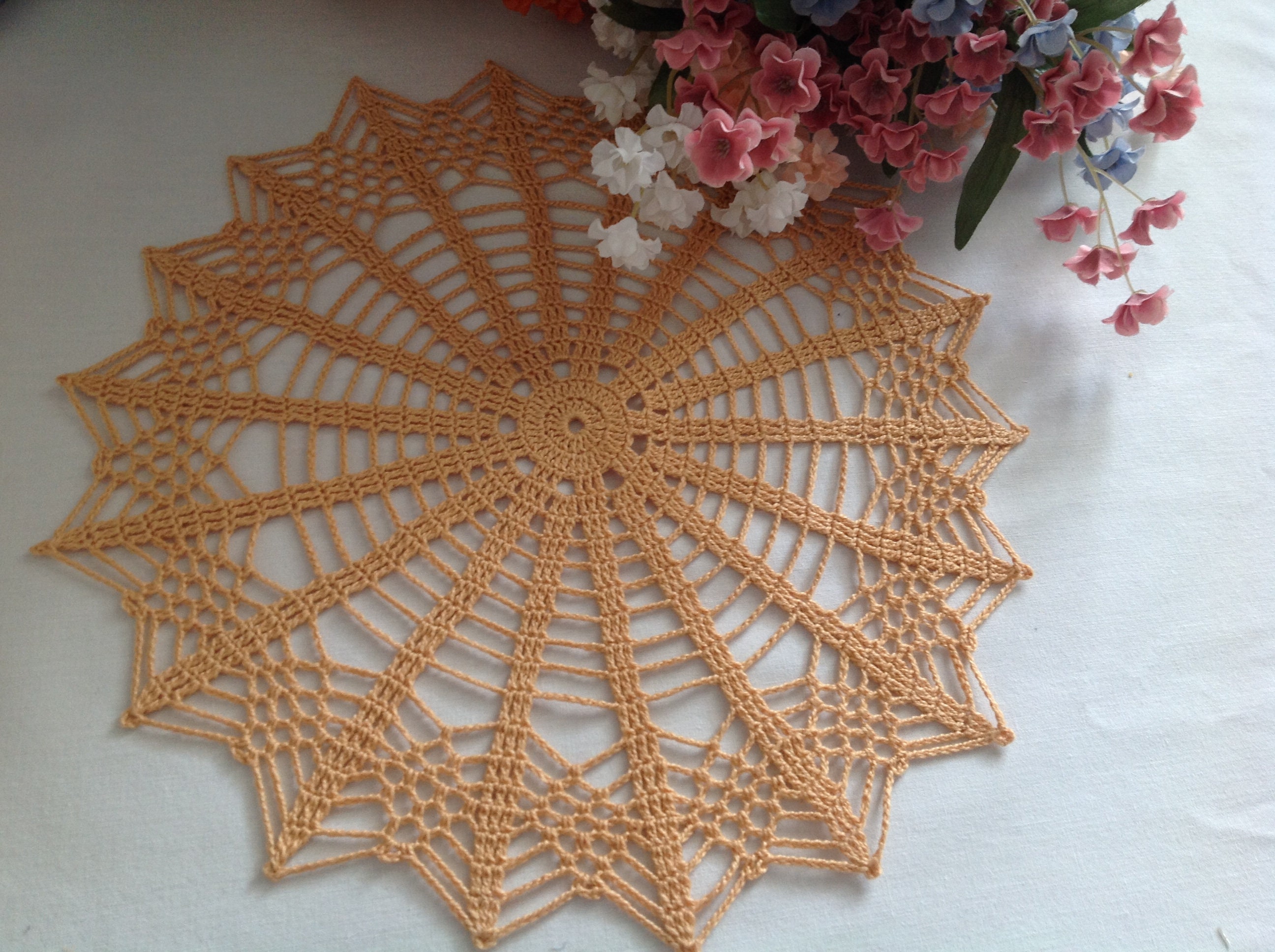 Hand Crochet, New, Vanity Doily, Honey/copper, New - Etsy