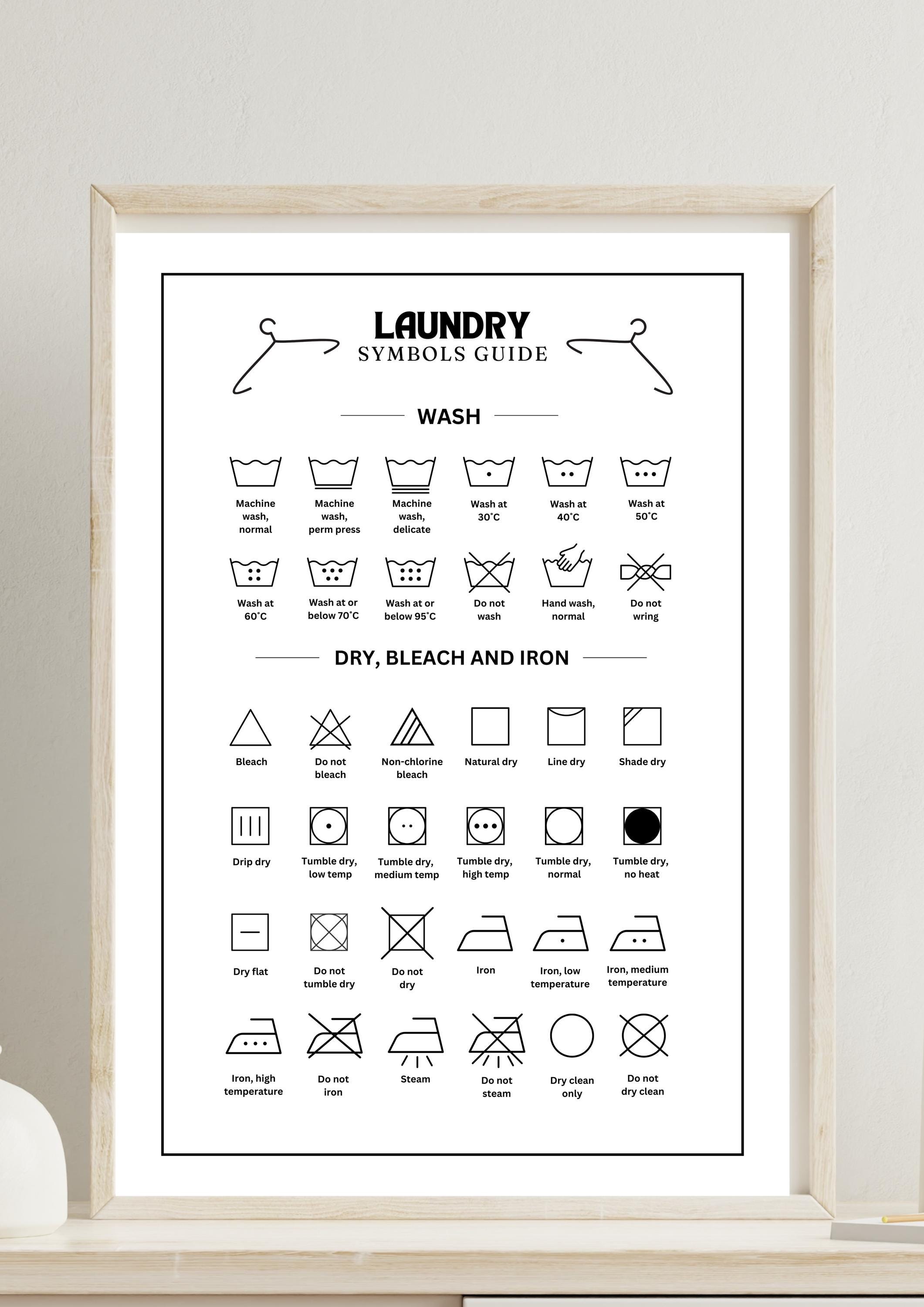White, A4, Laundry Symbols Guide, the Basics - Etsy