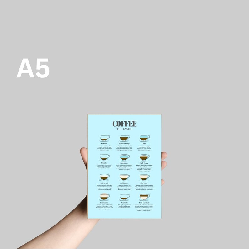 Coffee Guide, the Basics, Blue, A3, A4 & A5 Sizes - Etsy