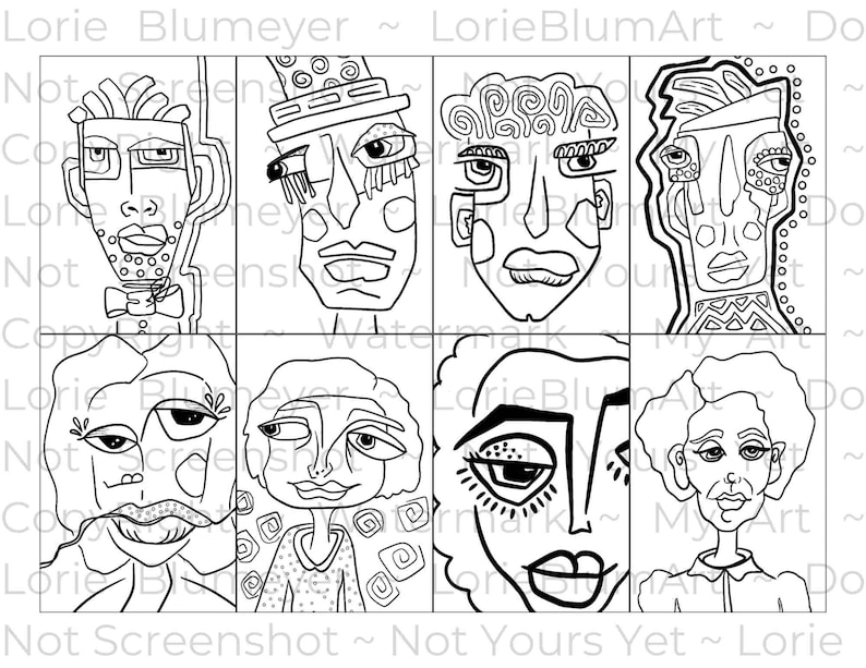 WONKY FACES 1: Print & Paint Atcs - 16 Designs - Paint and Create With ...