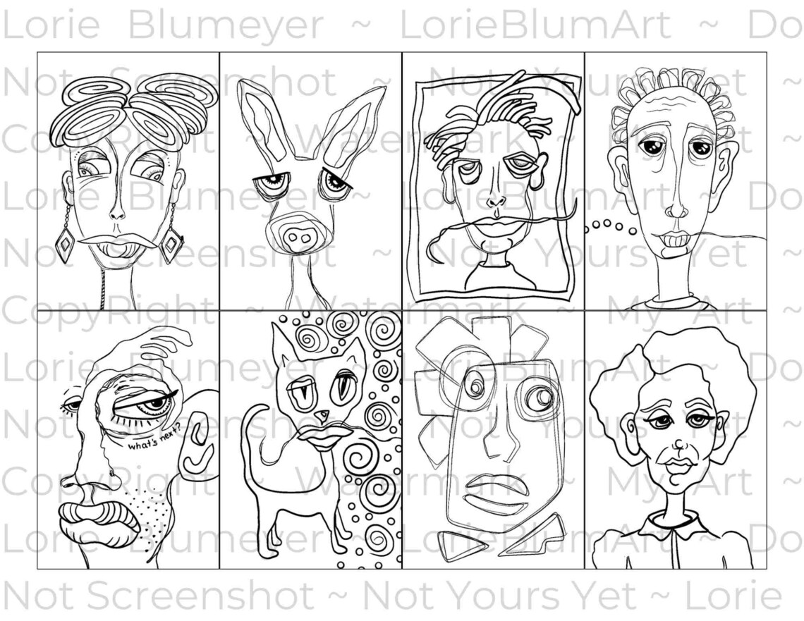 WONKY FACES 1: Print & Paint Atcs - 16 Designs - Paint and Create With ...