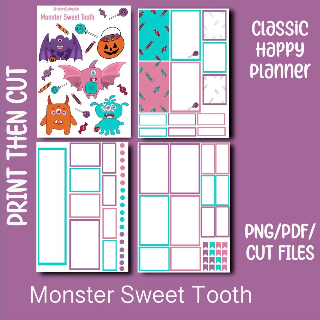 Monster Sweet Tooth|printable Stickers|classic Size Happy Planner ...