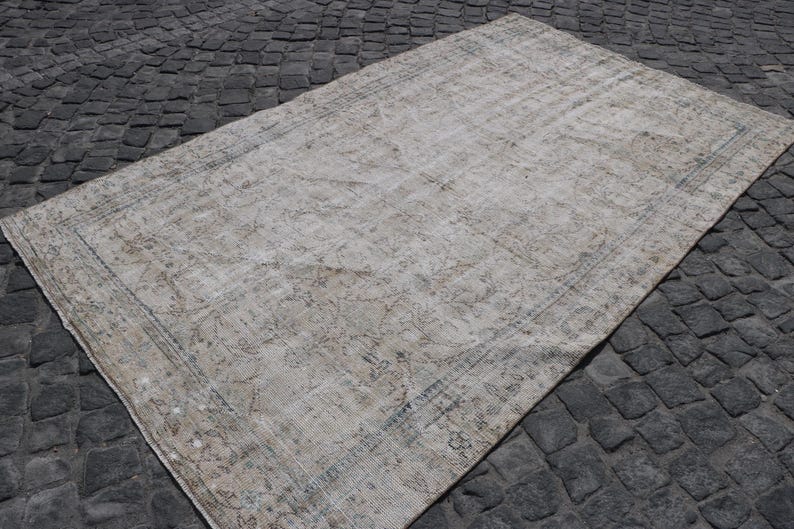 5.2x8.7 Ft Turkish Rug, Vintage Large Rug, Gray Blue Oriental Rug - Etsy