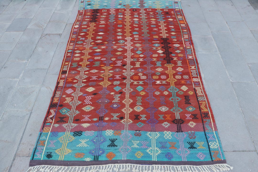Large Kilim, Turkish Kilim, Vintage Embroidered Kilim, Anatolian Kilim ...