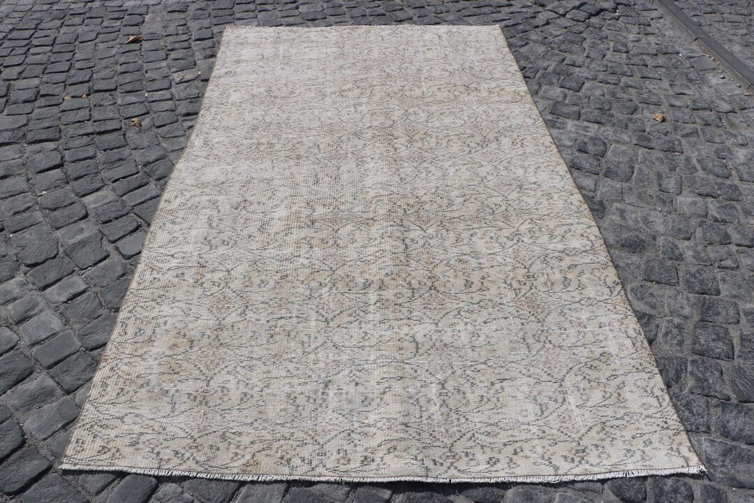 Vintage Turkish Rug, Area 4.6x7.8 Ft (141x237 Cm) Rug, Gray Camouflage ...