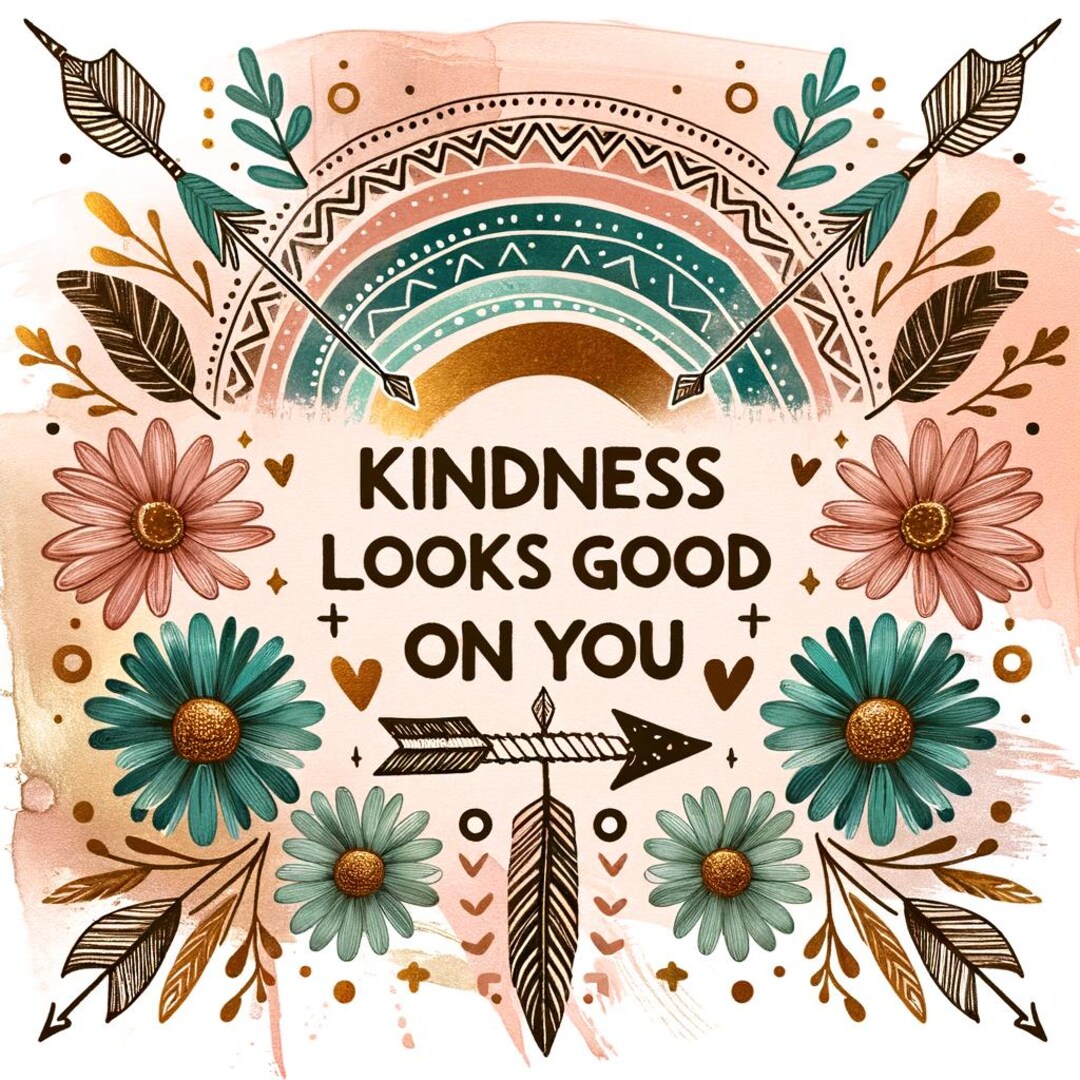 Kindness Looks Good on You Digital Tumbler Wrap, Boho Arrow and Flower ...