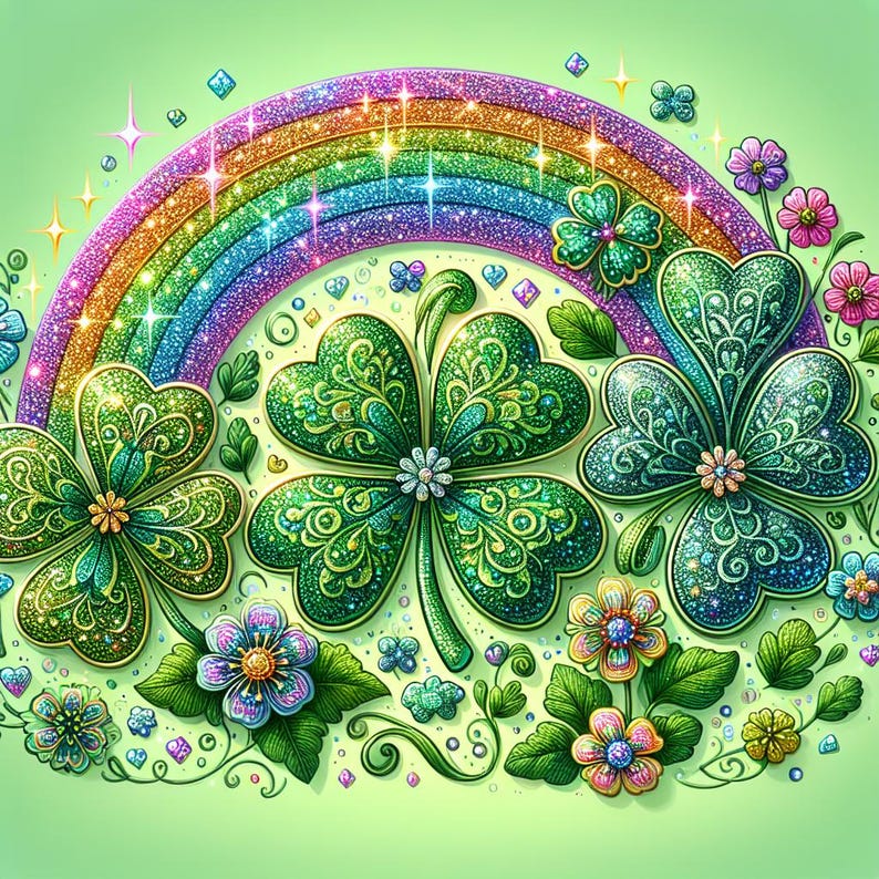 Sparkling Shamrock Rainbow Digital Tumbler Wrap PNG, St. Patrick's Day ...