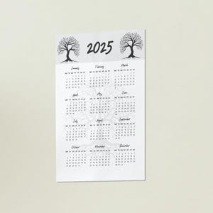 2025 Calendar Wall Chart Elegant Tree Theme Printable PDF - Etsy