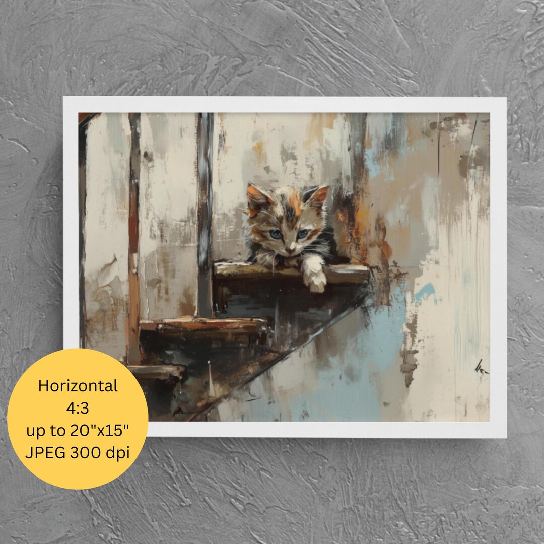 The Sentinel Kitten Printable Art Print Digital Download, Horizontal 4: ...