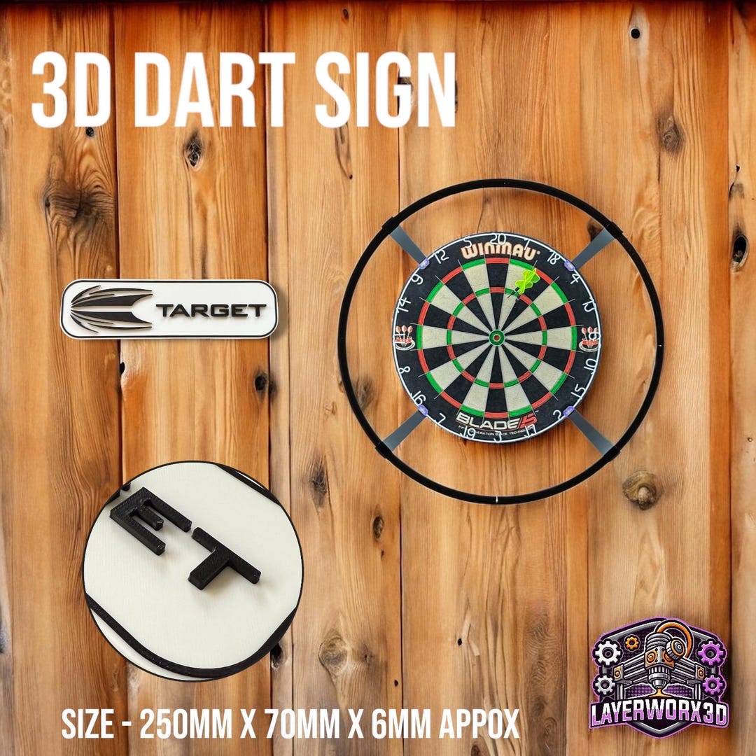 Target Darts Sign 3d Printed - Complete Your Set-up / Home Bar / Man ...