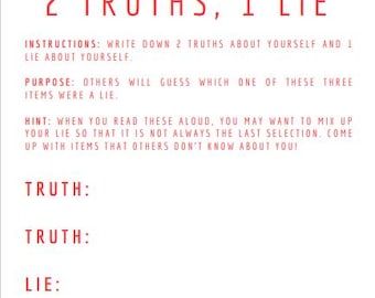 Office 2 Truths 1 Lie | Printable Party Games | Work Activities for Team Building & Work Retreat ...