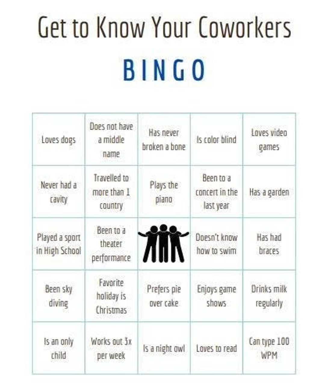 Get to Know Your Coworkers Bingo, Bingo, Icebreaker, Work, Work Bingo ...