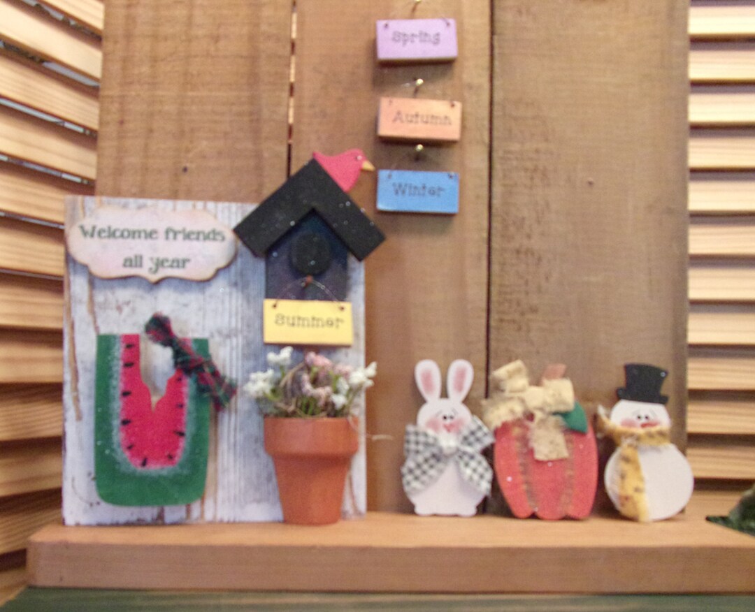 Welcome Seasonal Plaque With Birdhouse and Cardinal - Etsy