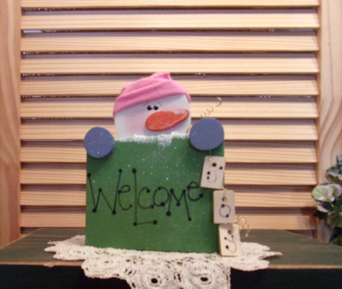 Welcome JOY Snowman Sign | Etsy