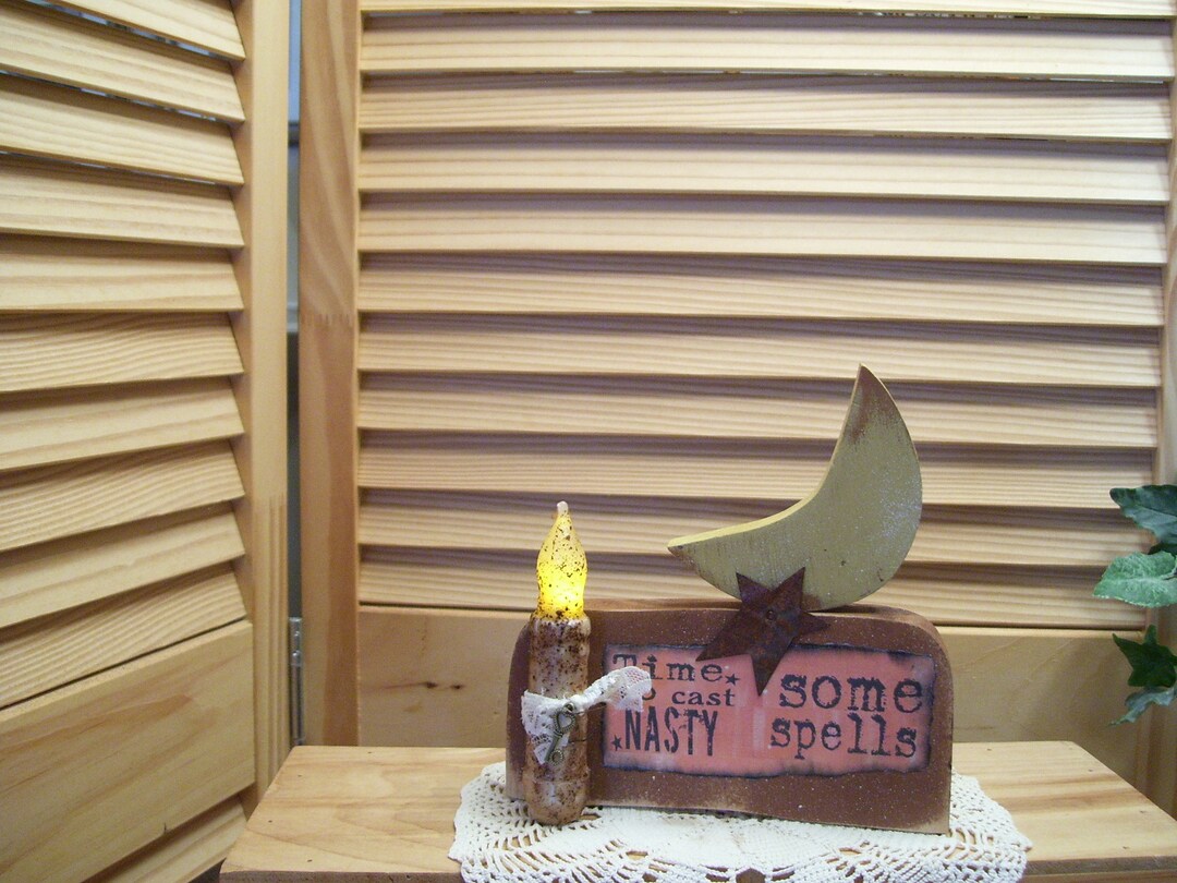 Halloween Sign With Primitive Candle - Etsy