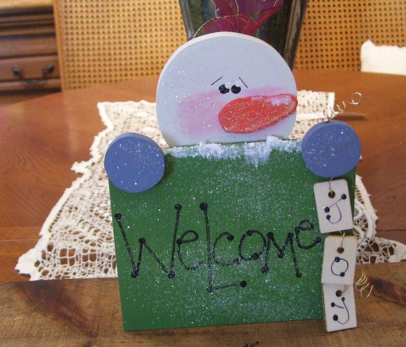 Welcome JOY Snowman sign | Etsy