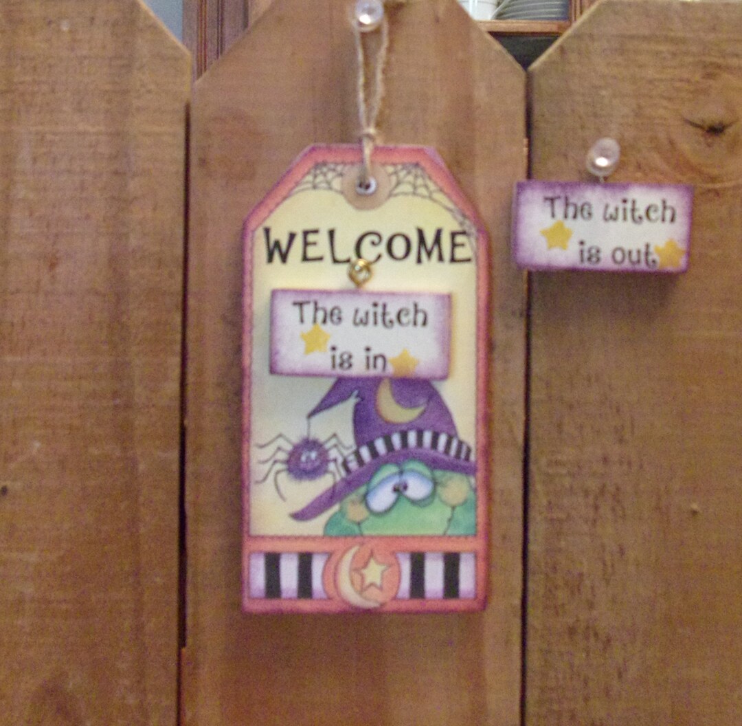Reversible Witch In/out Halloween Welcome Plaque - Etsy