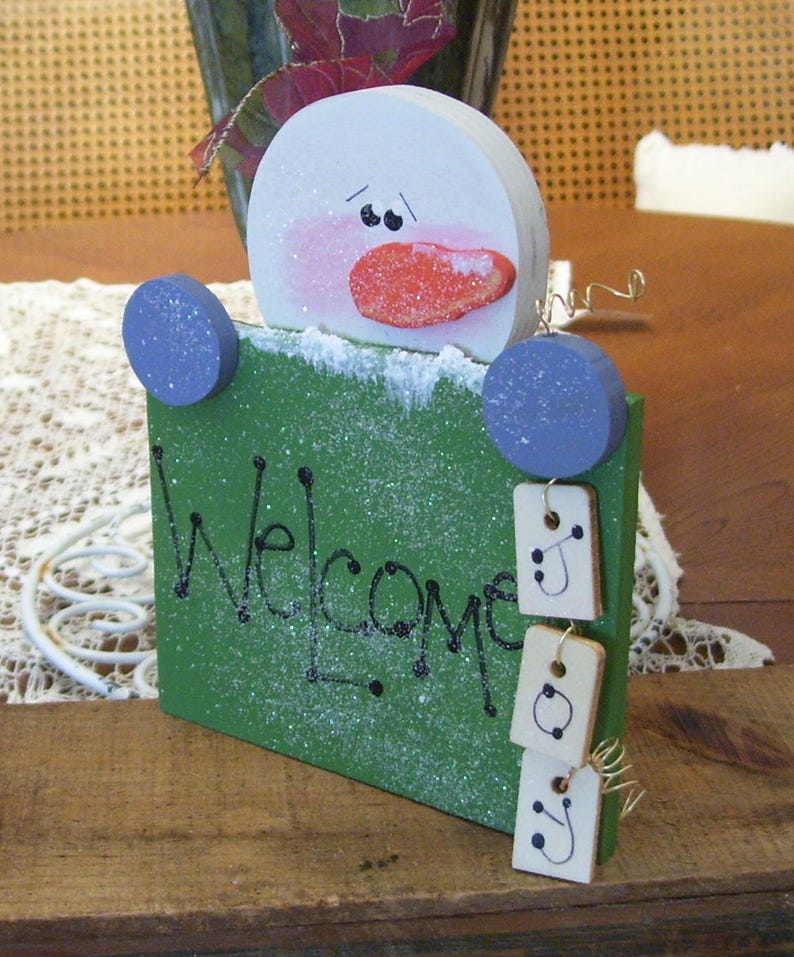 Welcome JOY Snowman sign | Etsy