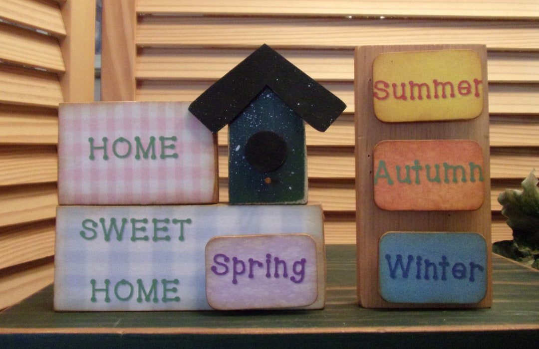 Home Sweet Home Blocks With Birdhouse and Interchangeable Seasonal ...