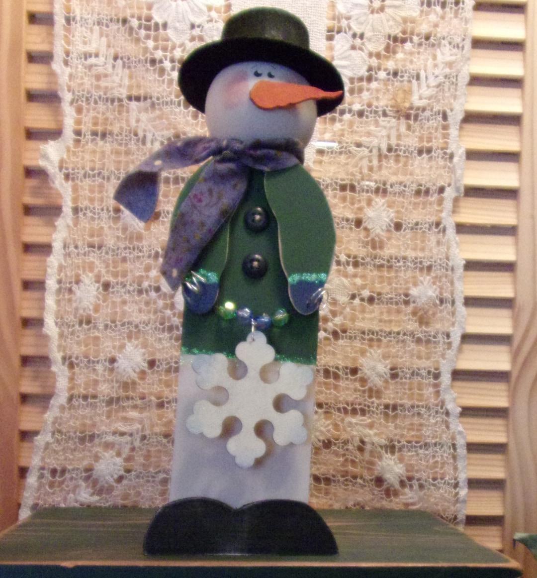 Joejoe Snowman With Vintage Flannel Scarf - Etsy