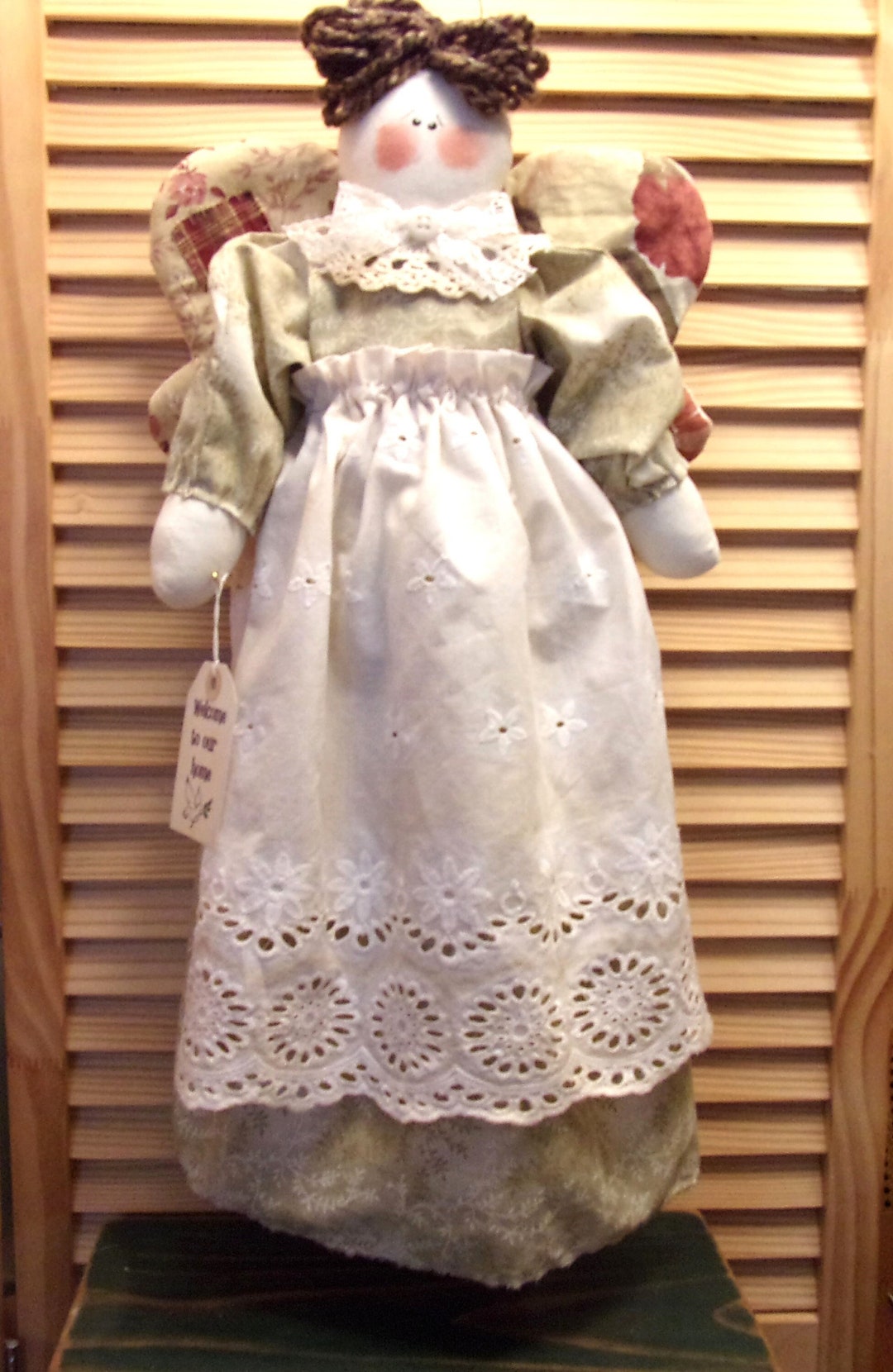 Memory Angel Doll: Vintage Homespun Fabric, Lace Accent (20") - Etsy