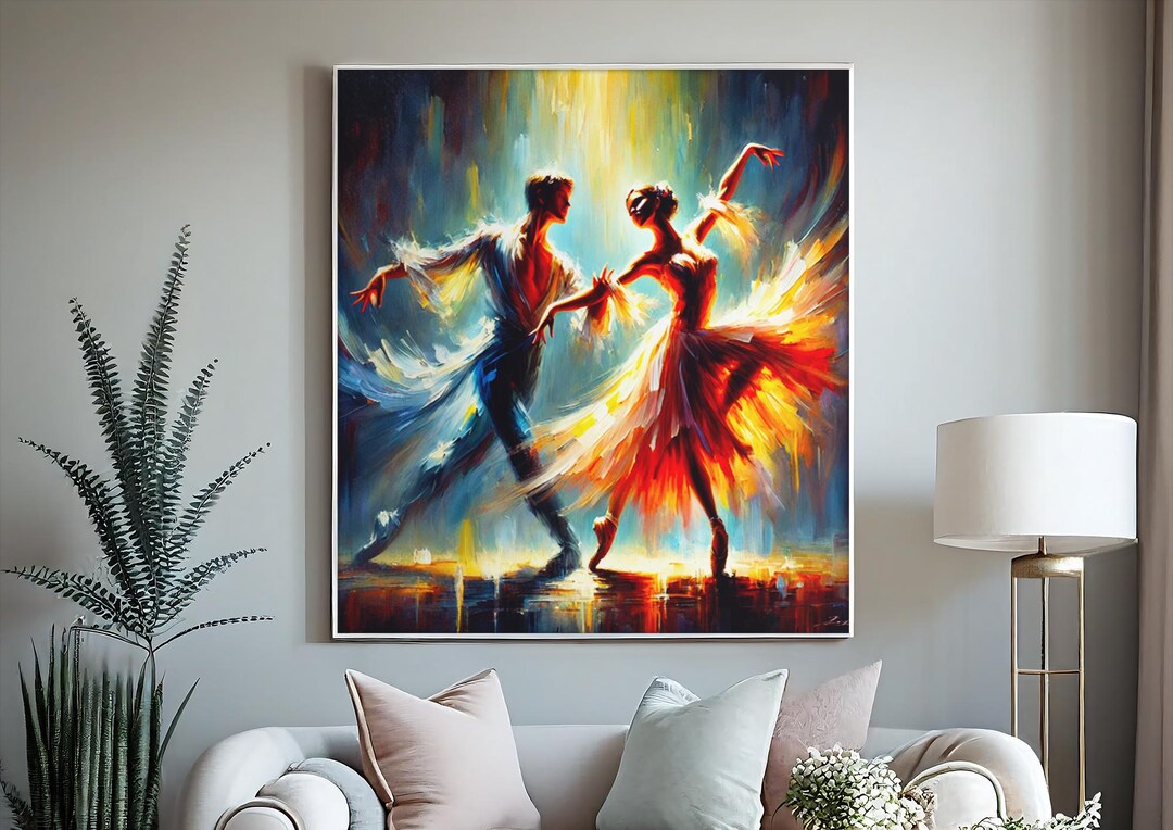 Elegant Abstract Dancing Couple Art Perfect for Living Room Decor ...